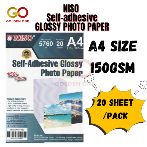 NISO A4 Kertas Foto Berkilat/Glossy Sticker A4/Glossy Photo Paper ...