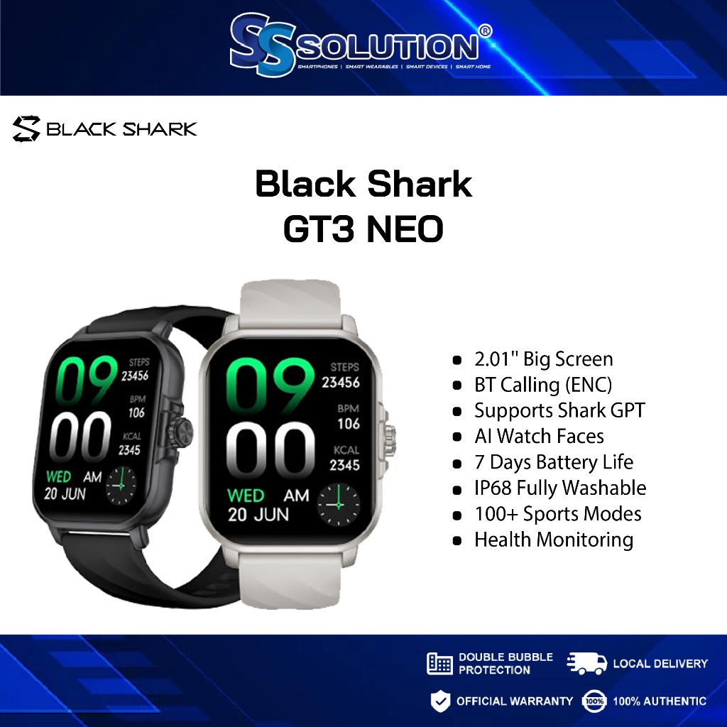 Black Shark Smartwatch GT3 Neo | 2.01’’ Big Screen | 7 Days Battery ...