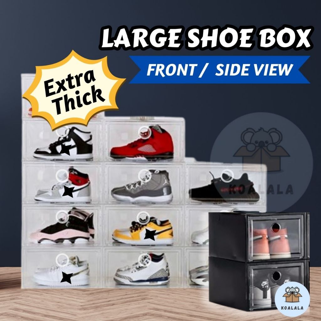 Front & Side View Large Shoes Box Shoe Rack Rak Kasut Plastik Kotak ...