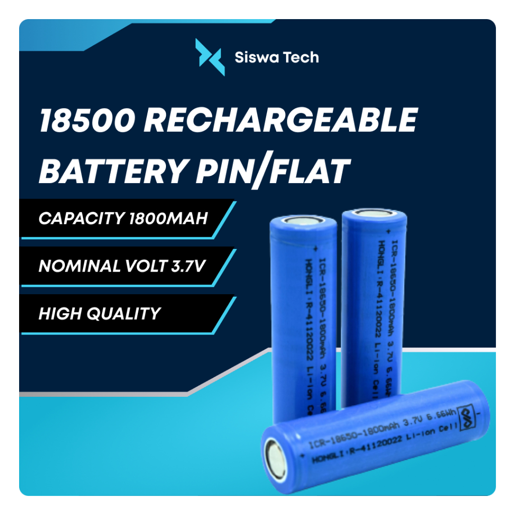 3.7V Rechargeable 18650 Li-ion Battery Flat Head / Button Head Bateri Boleh Cas Semula 1800mAh ...