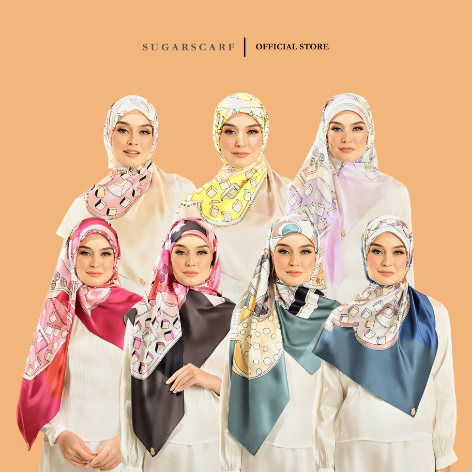 Sugarscarf Mixed Satin Silk Square Scarf (45") | Shopee Malaysia