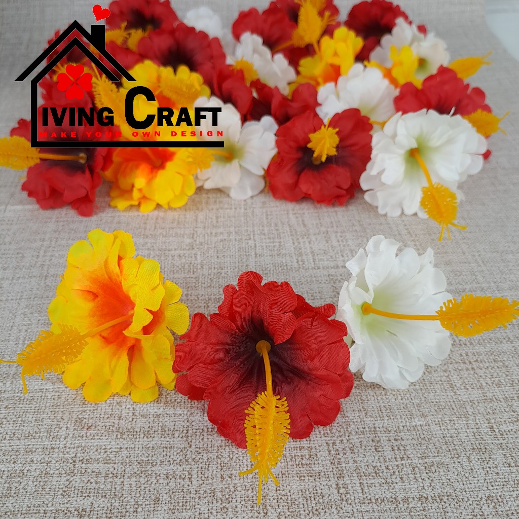 (1pcs) Bunga Raya Merah Artificial Merah , Putih Dan Kuning Bunga Raya ...