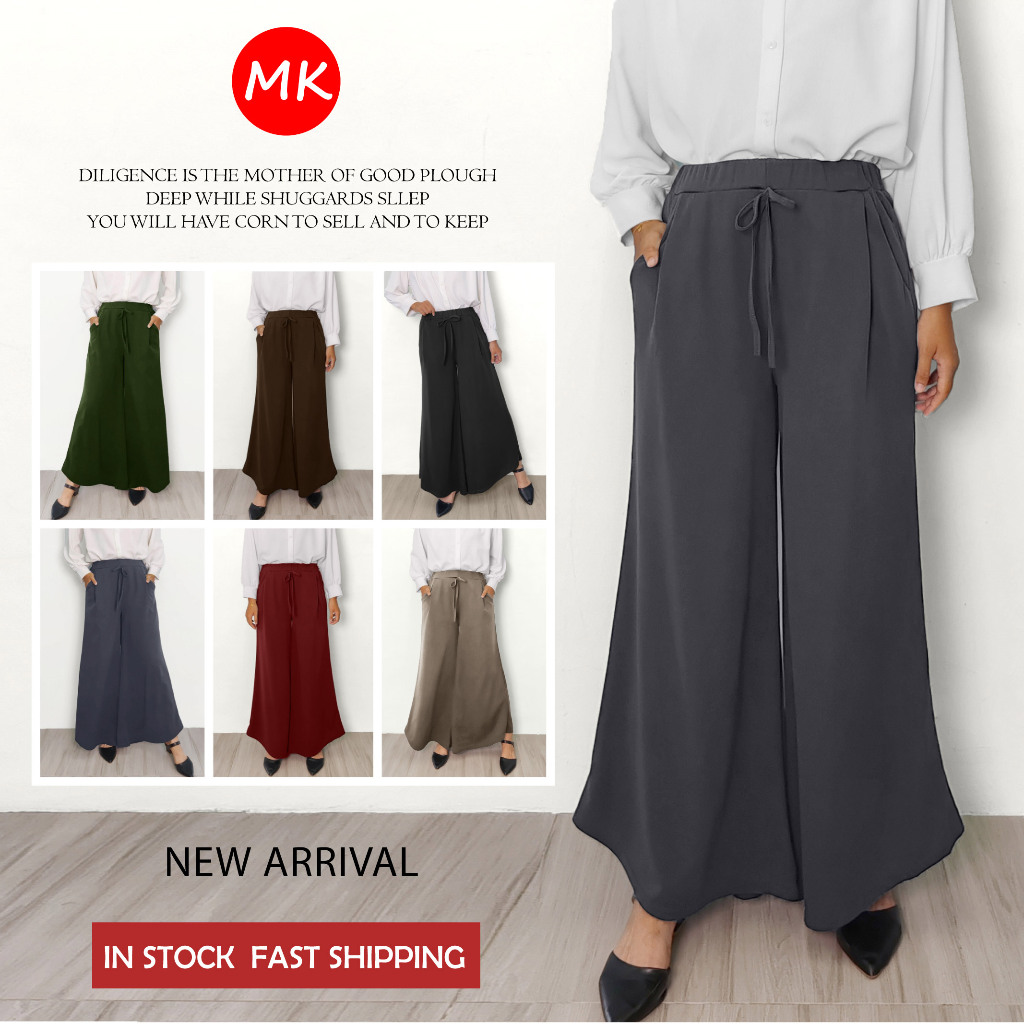 🔥Baju Raya 2024🔥 MK Plus Size Pants Women Palazo Pants With Pocket Long ...