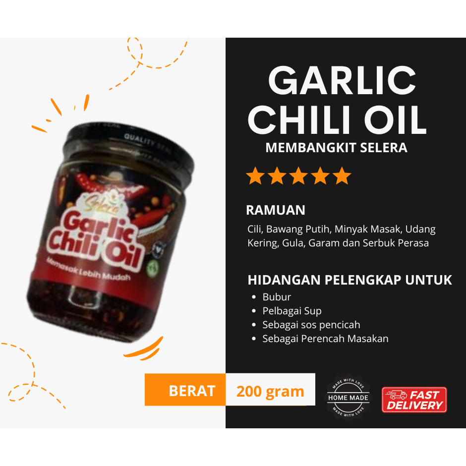 Garlic Chili Oil (200 gram) / Home Made_Halal /🔥 Sedap dan Mantap 🔥 ...