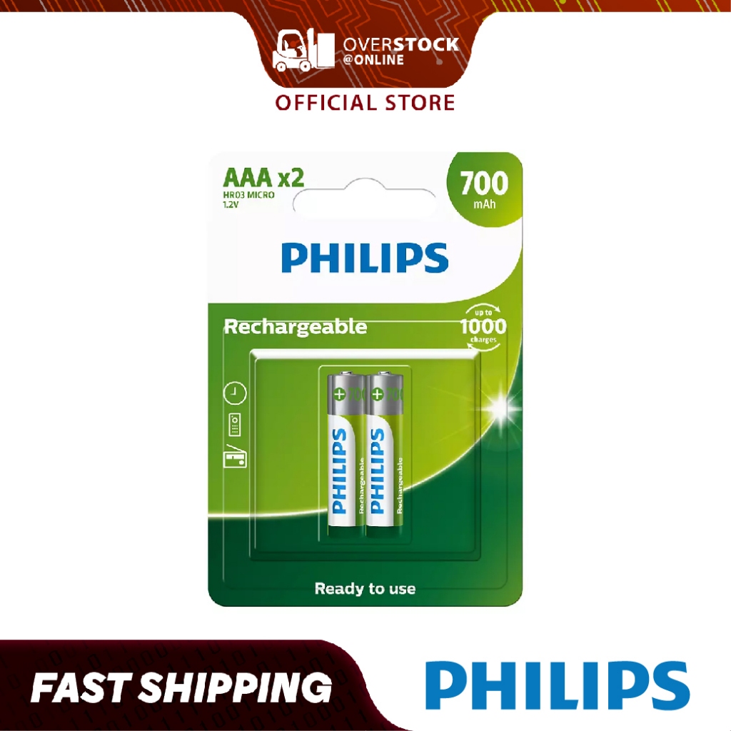 PHILIPS HR03 NiMH Battery with AAA Size, 1.2V & Rechargeable DECT Phone ...