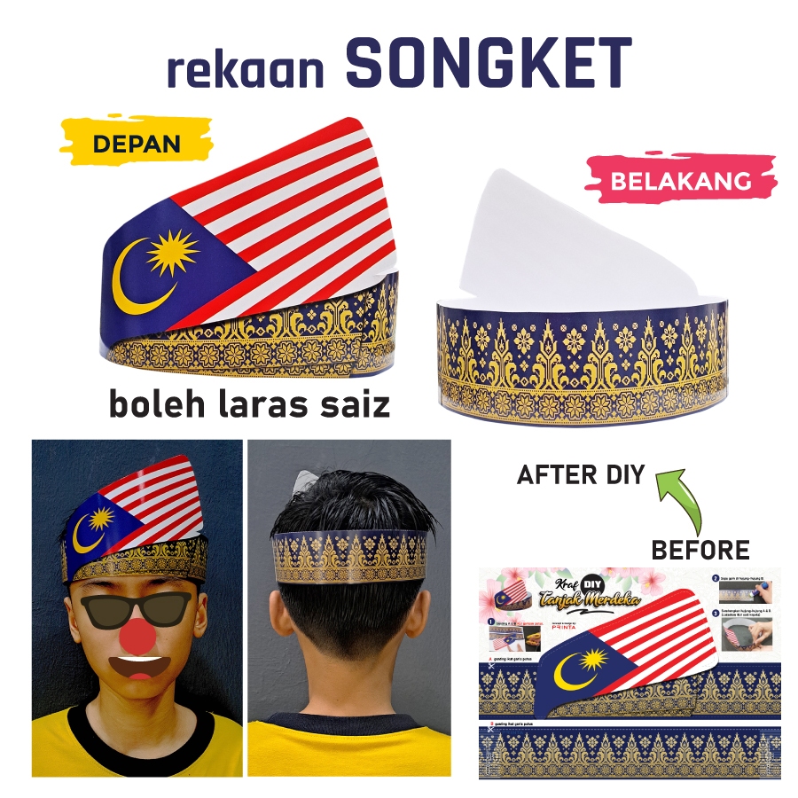 Tanjak Merdeka Budak Topi Merdeka Kraf DIY Hari Merdeka Aktiviti Murid ...