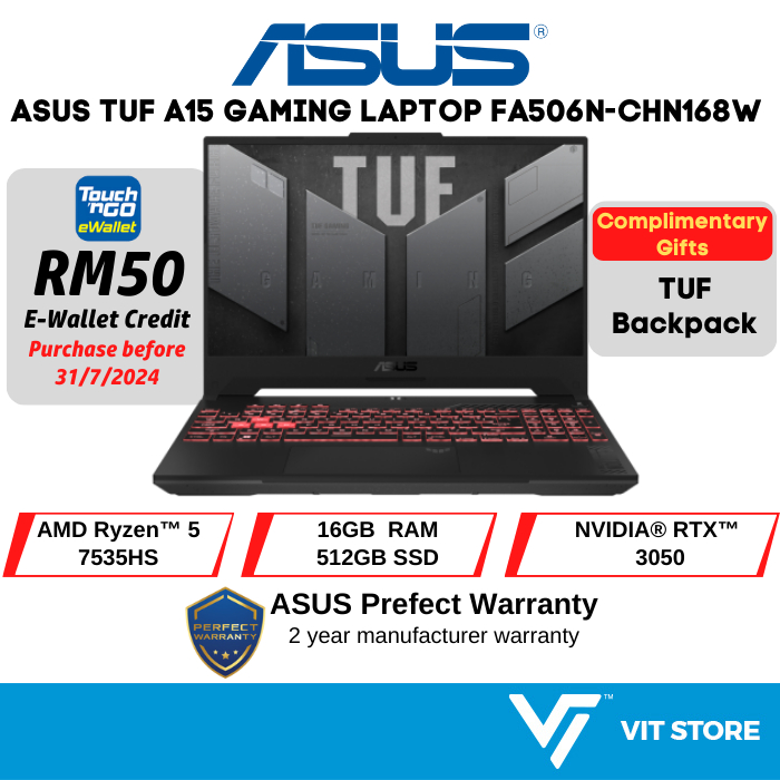 ASUS TUF GAMING A15 FA506N-CHN168W AMD Ryzen 5 7535HS 16GB 512GB RTX ...