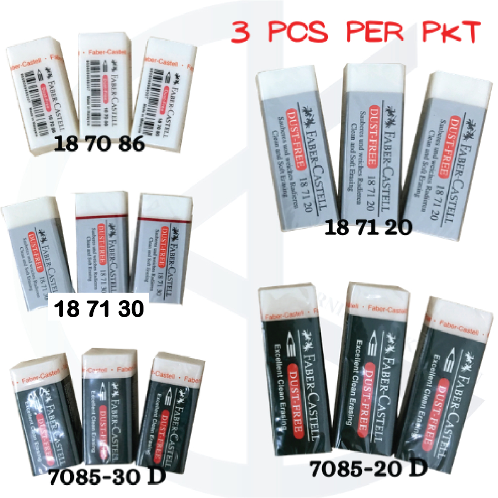 Faber Castell Eraser / Rubber / Pemadam (3 pcs per pkt) | Shopee Malaysia