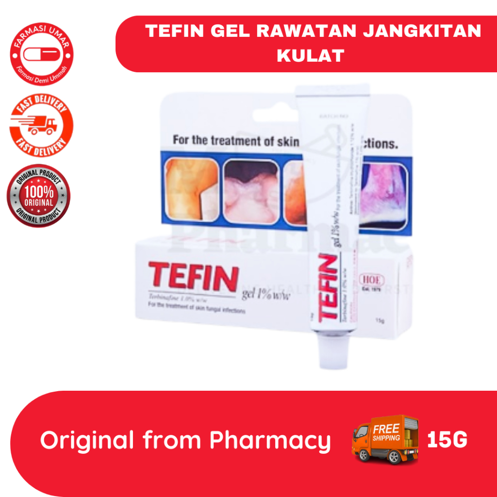 Tefin gel Terbinafine 1% 15g FOR TREATMENT OF SKIN FUNGAL INFECTIONS ...