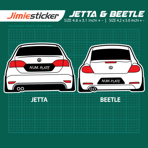 Sticker Kereta Volkswagen Jetta & Beetle, Sticker Belakang, Custom ...