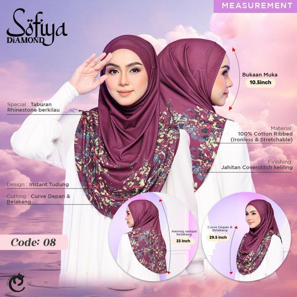 SOFIYA DIAMOND INSTANT TUDUNG | KAIN KOREAN COTTON RIBBED IRONLESS ...