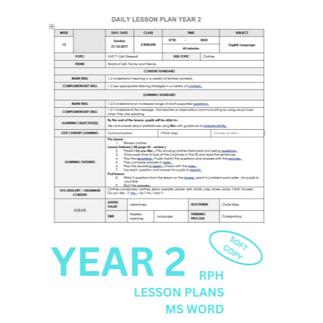 [RPH] Year 2 English Language KSSR Lesson Plan 2024 | Shopee Malaysia