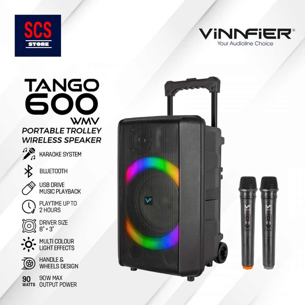 Vinnfier TANGO 600 WMV / Tango 606 WMB Portable Trolley Bluetooth Wireless Speaker | Shopee Malaysia