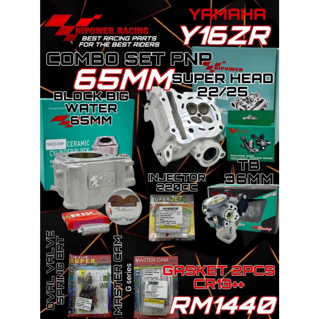 ( 65MM COMBO ) HIPOWER HI POWER Y16 R15 VVA CR13 ++ GASKET 2 KEPING ...