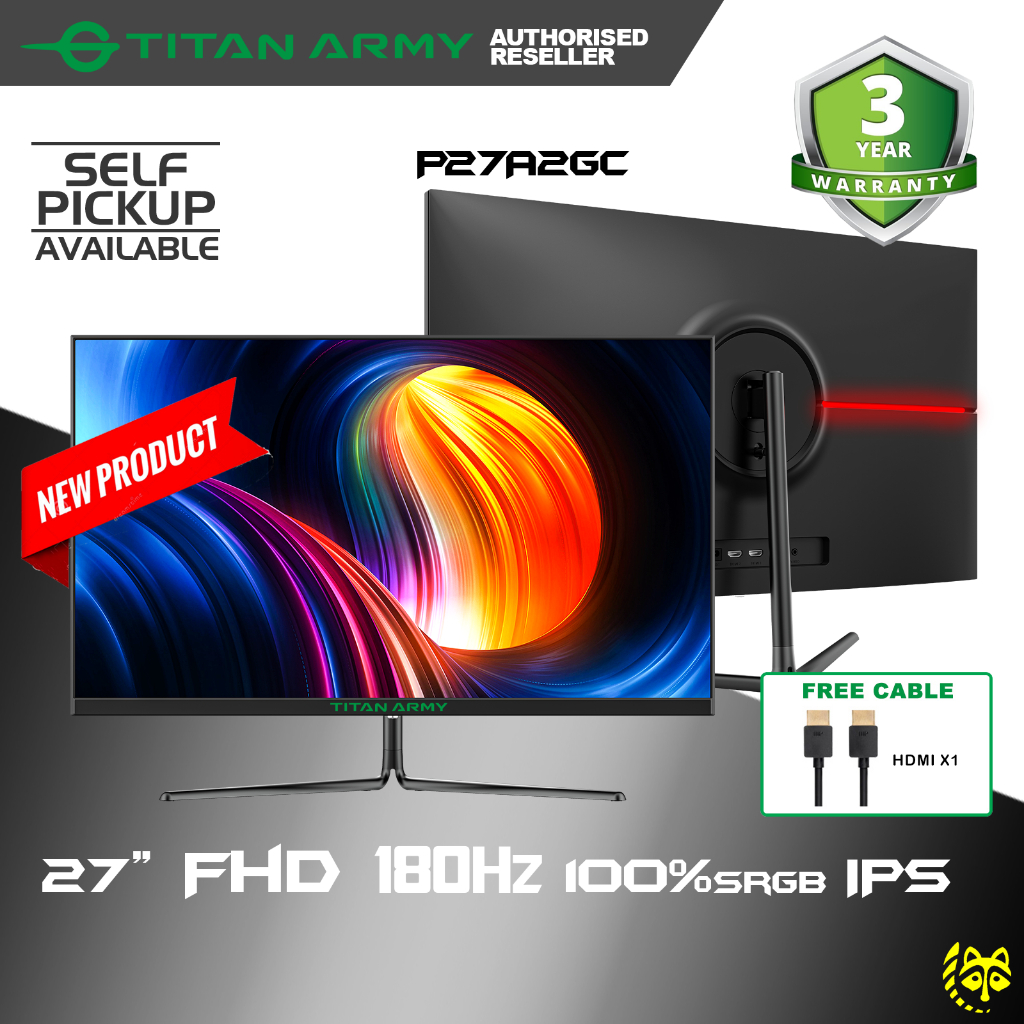 TITAN ARMY 27” FAST IPS 180Hz 1ms 100%sRGB Adaptive Sync Gaming Monitor ...
