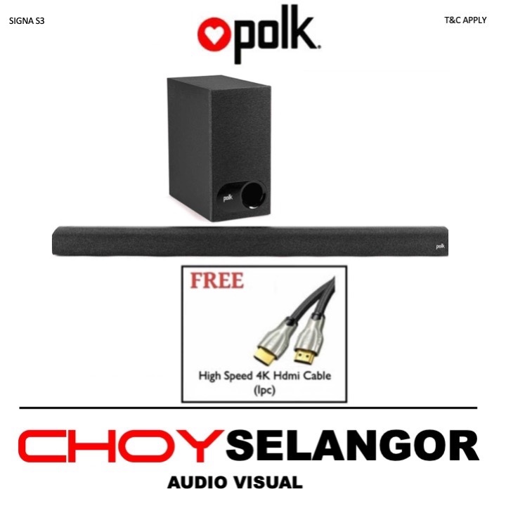 Polk Audio Signa S3 Universal TV Sound Bar and Wireless Subwoofer ...