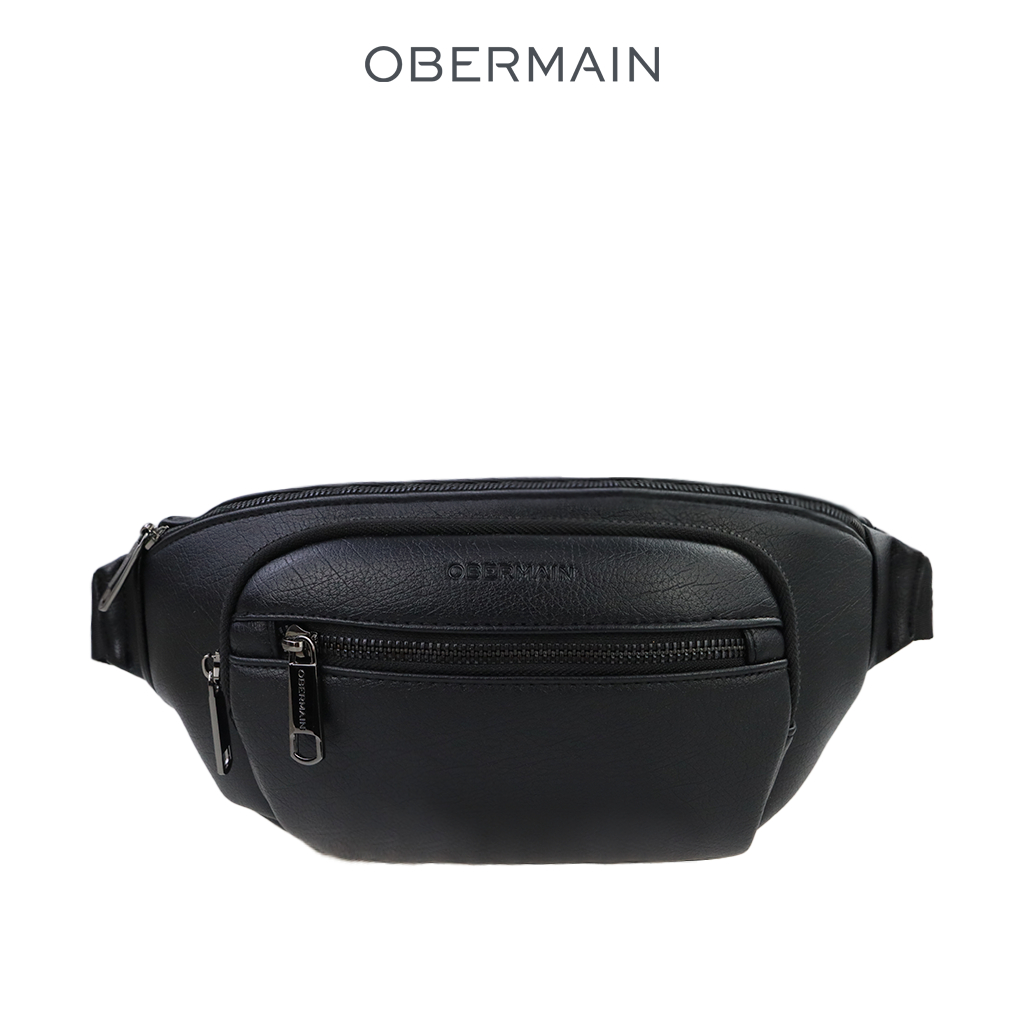 OBERMAIN Men's Waist Bag / Synthetic Leather / Black / OBY402P1 ...