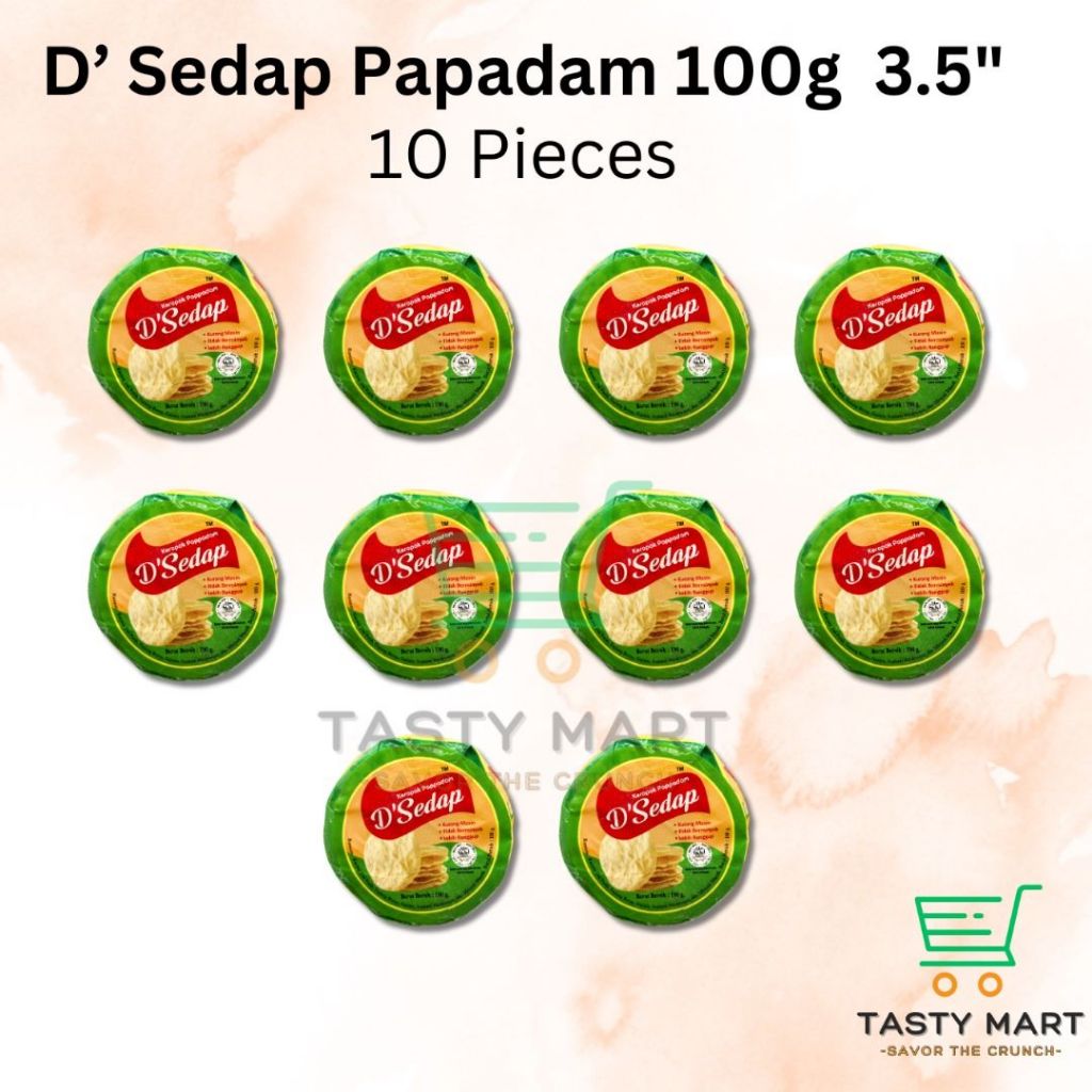 D'Sedap Keropok Papadom Halal Papadom Bulat 10pkt x 100g Kurang Masin ...