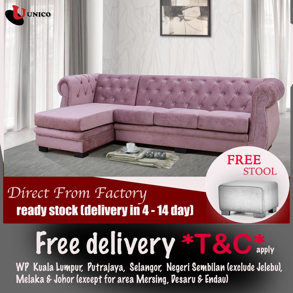 [color dusty pink][washable] UNICO OPHELIA 3 SEATER + COUCH VELVET ...