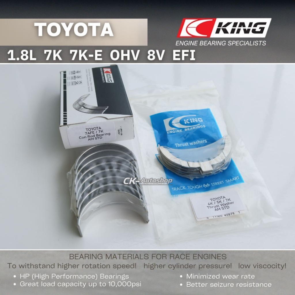 KING Bearing TOYOTA 1.8L 7K 7K -E OHV 8V EFI for Unser KF80 KF81 Kijang ...