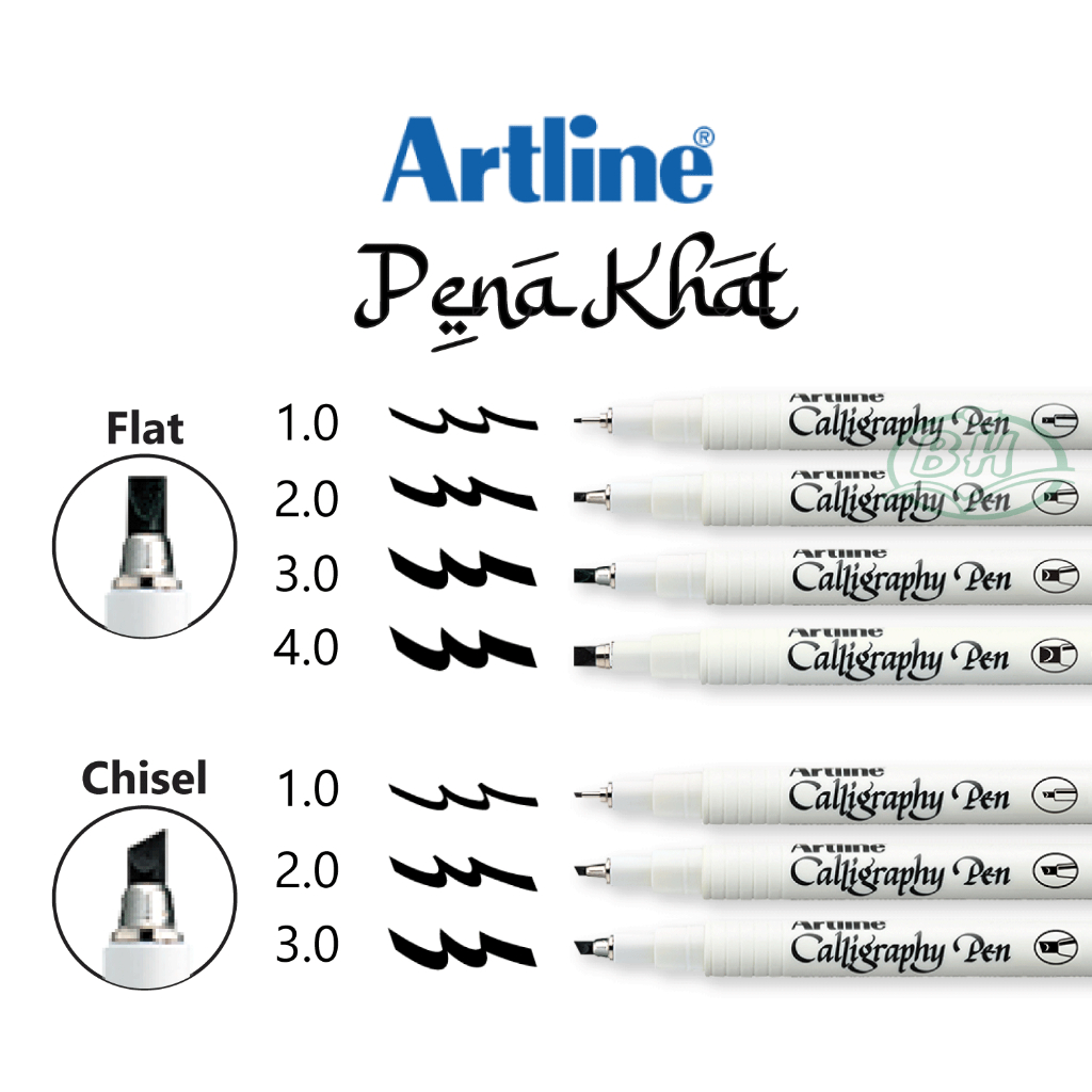 Artline Khat Jawi (Flat/Chisel) Calligraphy Pen (1.0/2.0/3.0/4.0mm)/ Pena Khat | Drafting ...