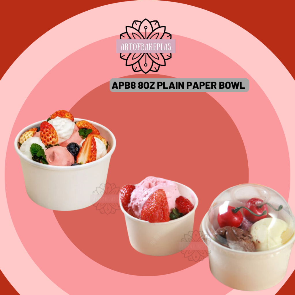 Paper Bowl 260ML APB 8 8oz {50PCS}/ Plain Paper Cup / Ice Cream Paper ...
