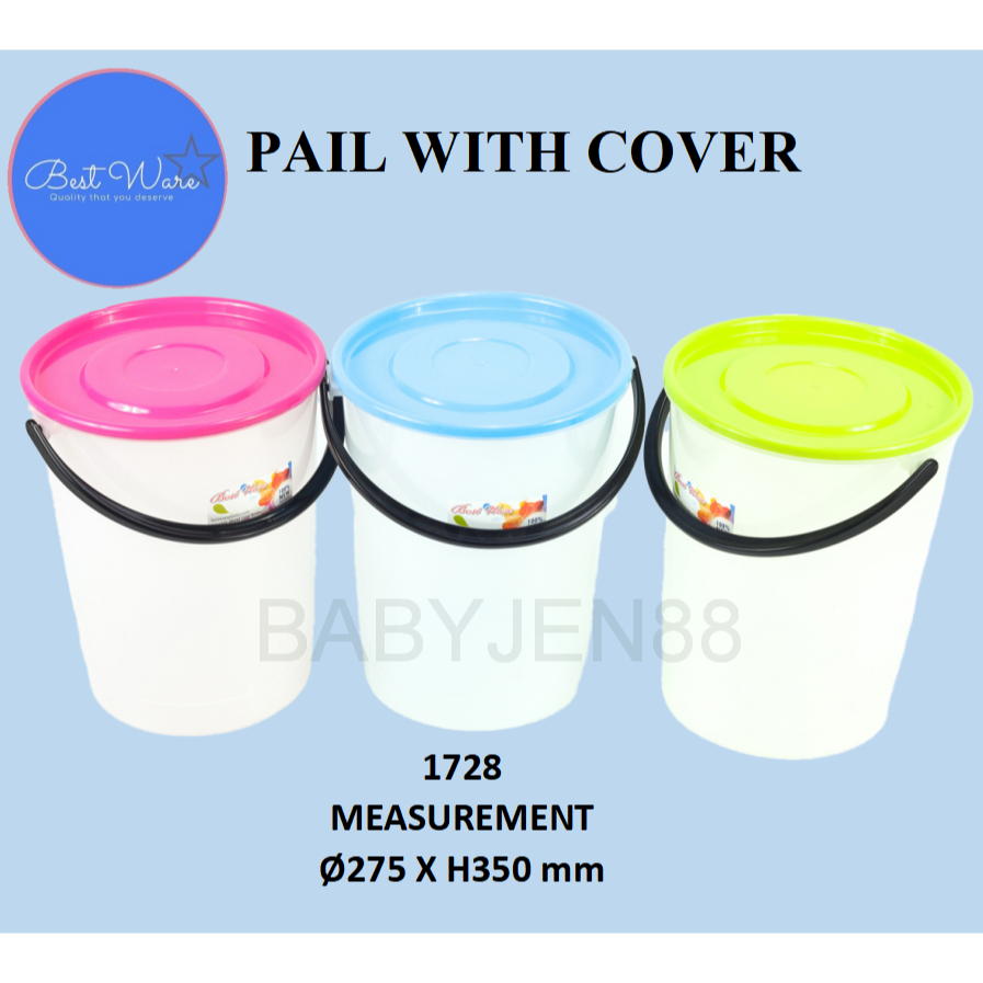 BEST WARE HIGHT QUALITY PLASTIC PAIL WITH COVER 1728 | Shopee Malaysia