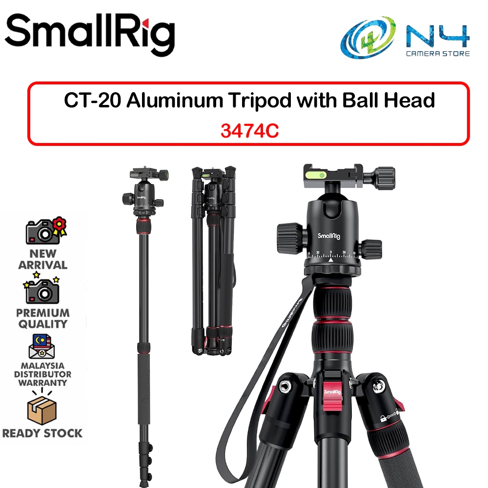 SmallRig CT-20 Aluminum Travel Tripod with Ball Head 3474C For DSLR ...