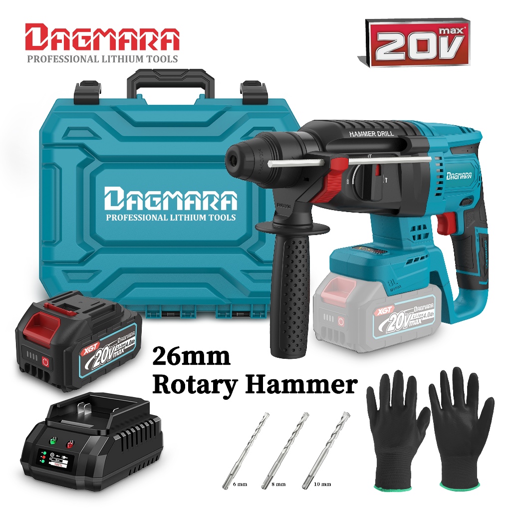 DAGMARA Max SDS-Plus Cordless Rotary Hammer Drill 3 Application Modes ...