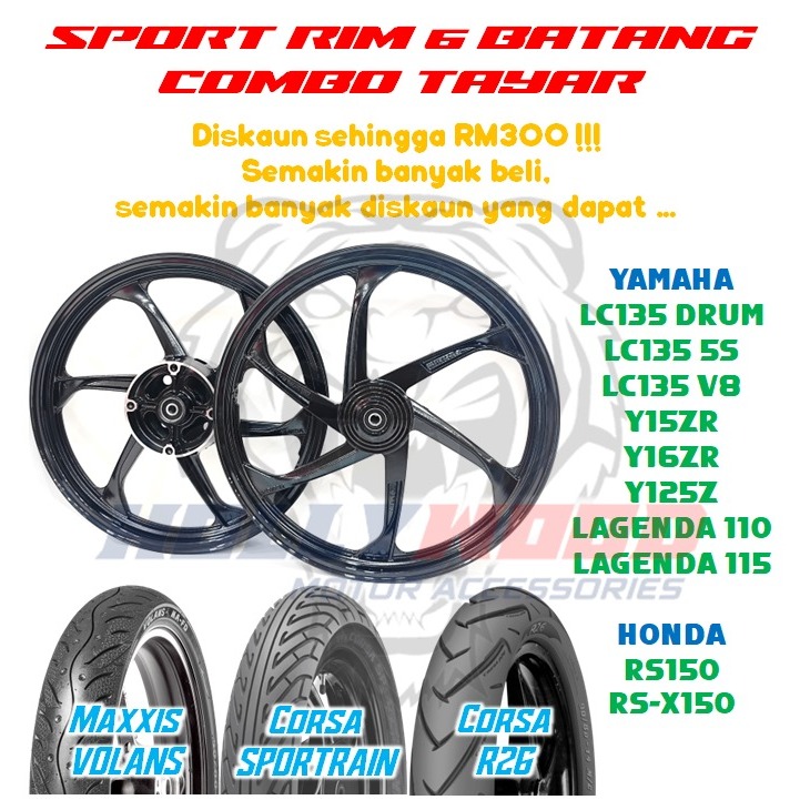 SPORT RIM ENKEI 6 BATANG ORIGINAL FULL CHOP LC135 LCV8 125ZR Y15 Y16 ...