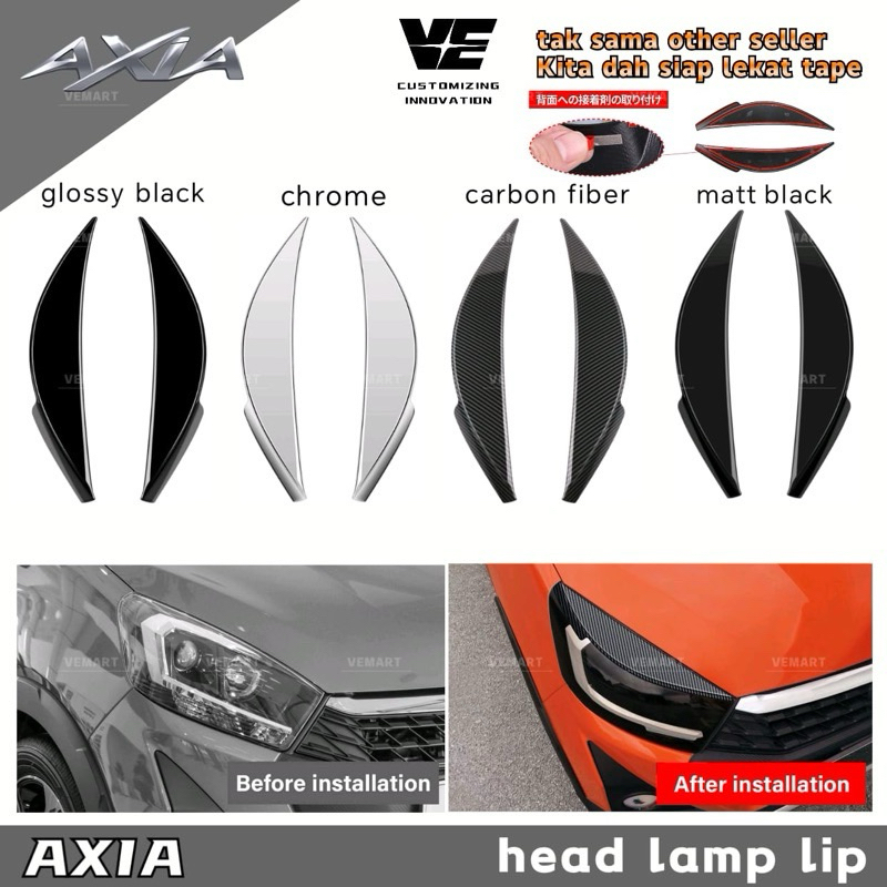 CarRefit Perodua Axia old head lamp cover eye lip axia rahmah | Shopee ...