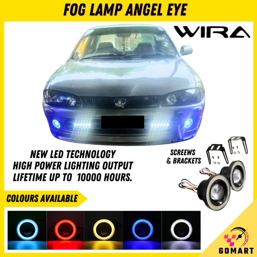 2PCs PROTON WIRA ANGEL EAGLE EYE LED Halo Ring Fog Lamp Spotlight ...
