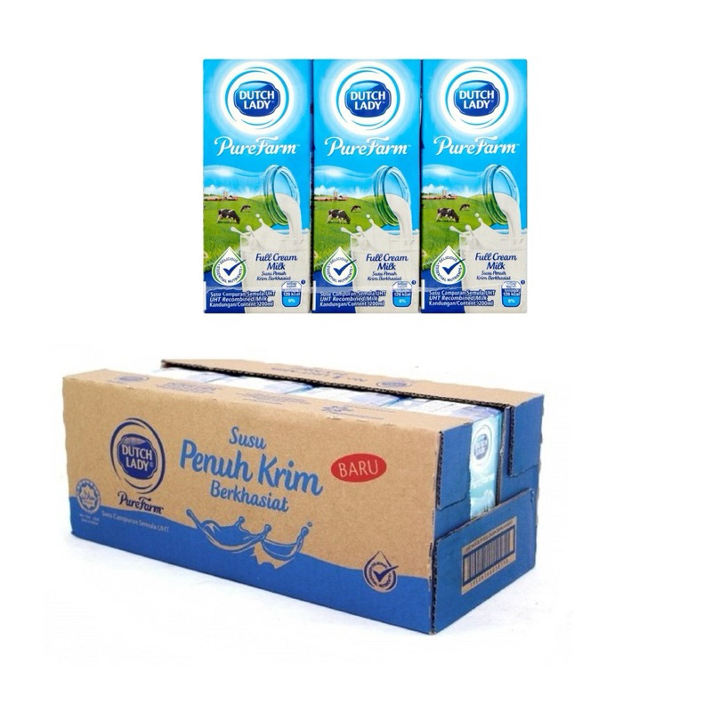 Dutch Lady Pure Farm Full Cream UHT Milk (200ml x 24) | Shopee Malaysia