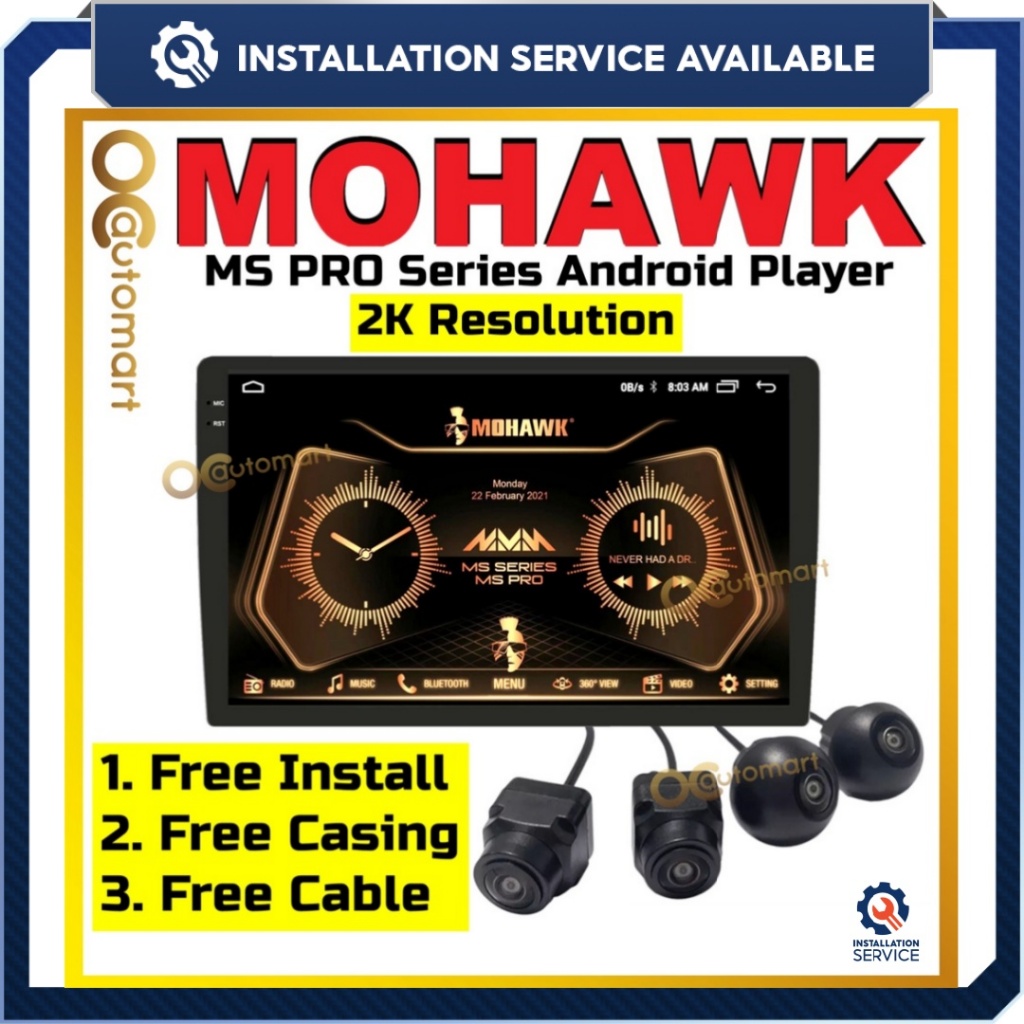 (Free 360 Camera) Mohawk MS PRO Series 2K Resolution Car Android player ...