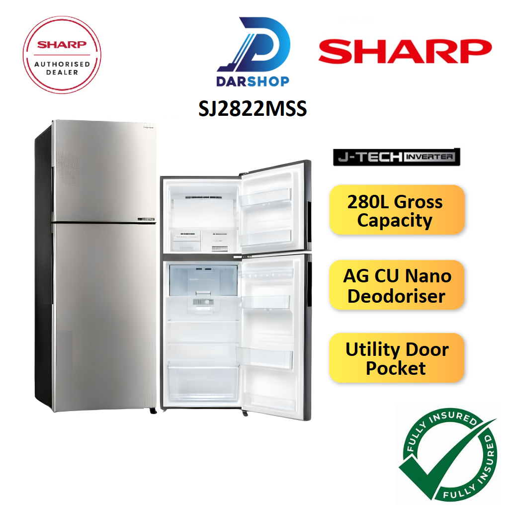 5 STAR Sharp Refrigerator 2 Door Inverter 280L Fridge Peti Sejuk Peti ...