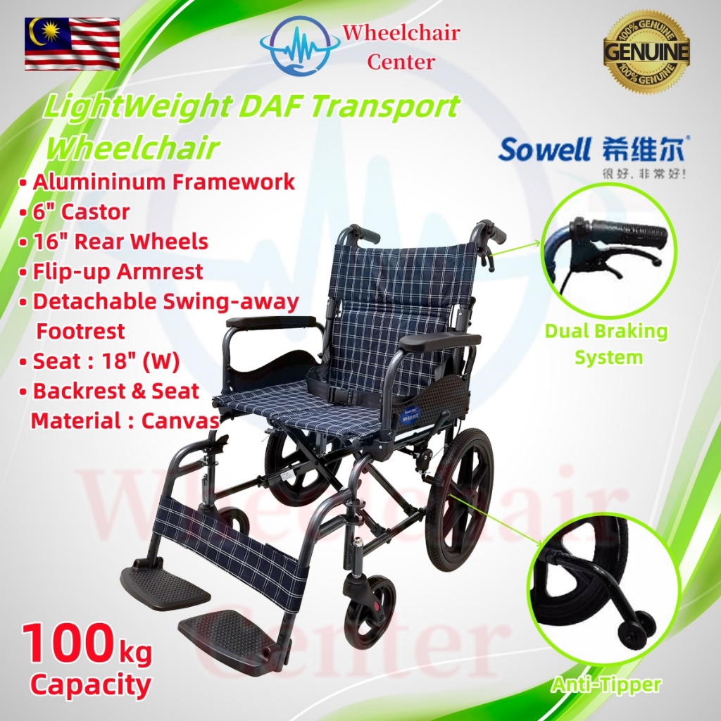 Sowell Ligthweight DAF Transport Wheelchair ( Small Wheel ) | Shopee ...
