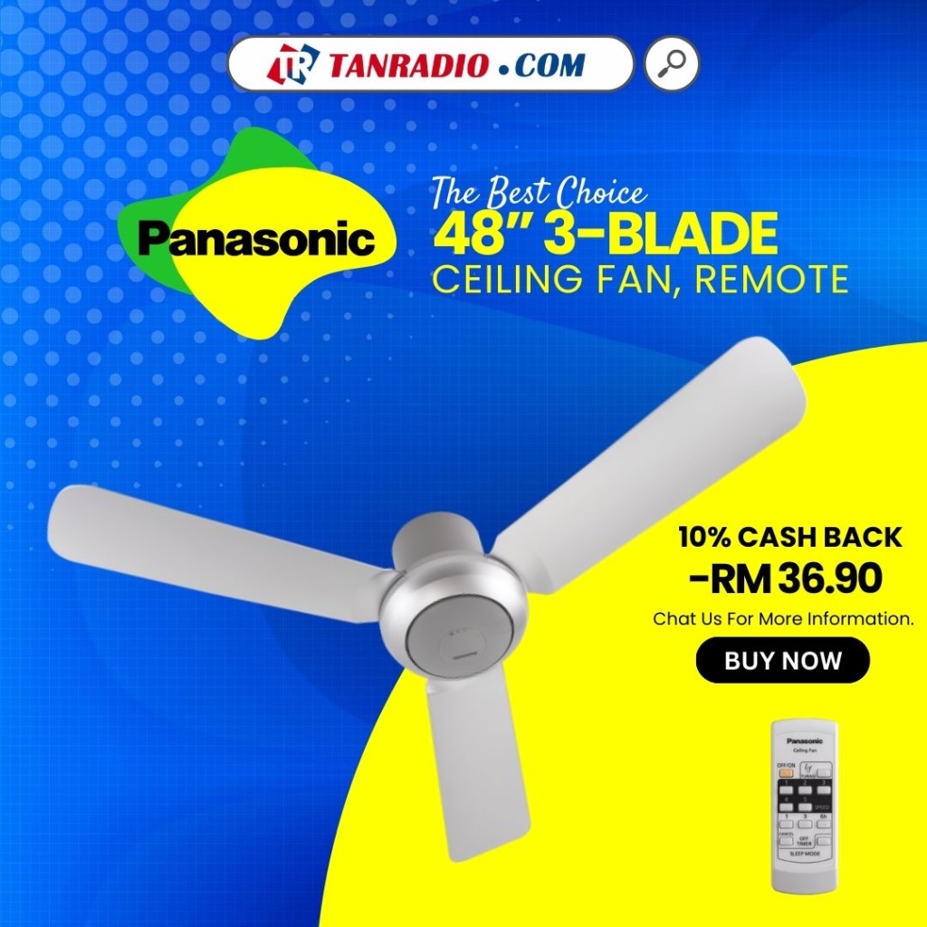 Panasonic 3 Blades Remote Ceiling Fan (48") | Shopee Malaysia