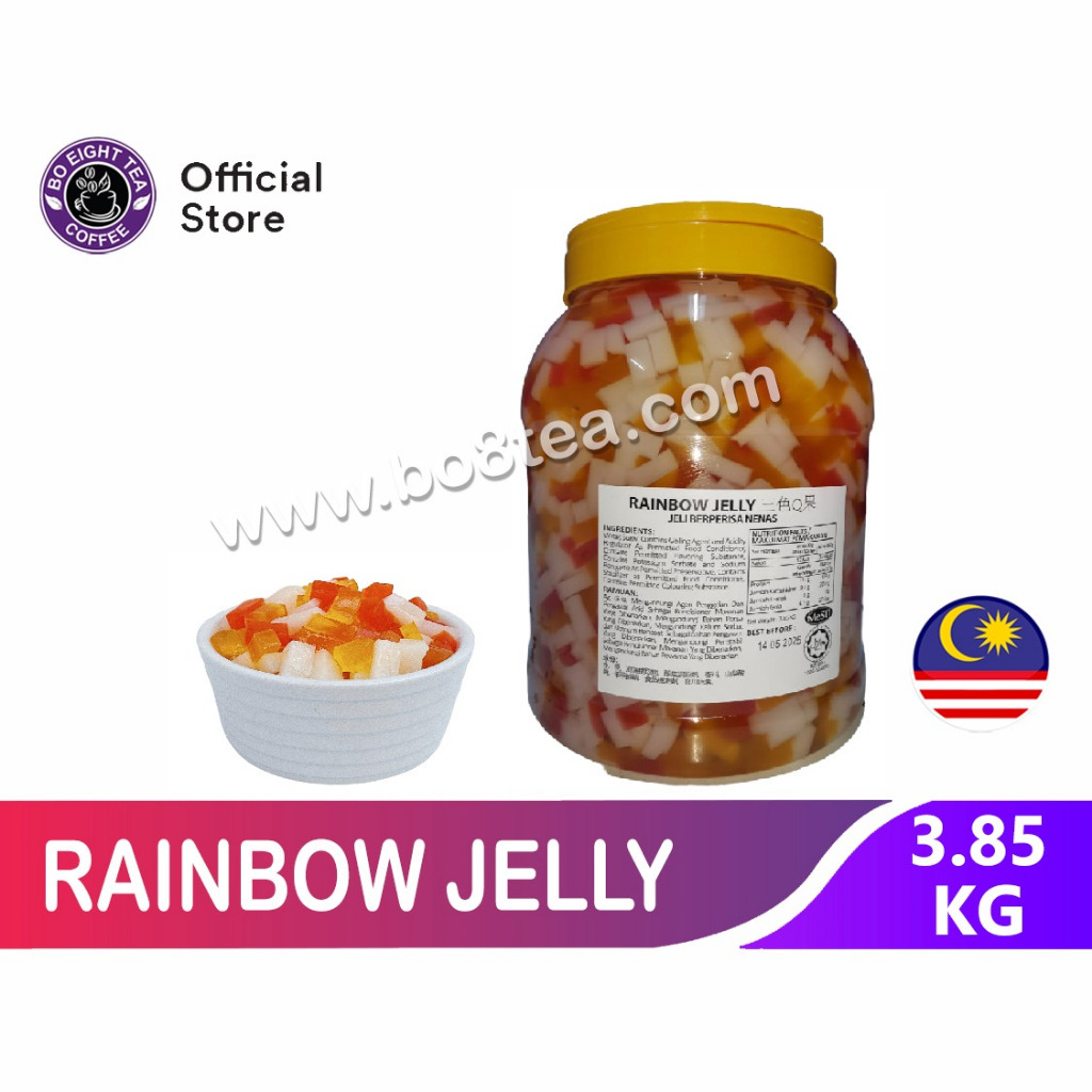 RAINBOW COLOR JELLY 3.85KG 三色椰果 JELI AGAR-AGAR CUBOI RAINBOW Q JELLY ...