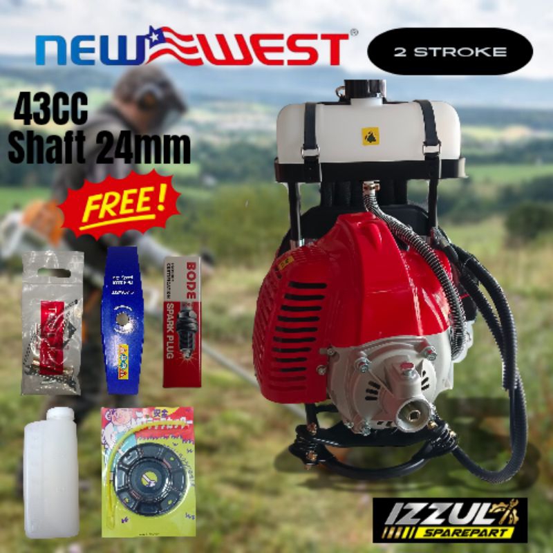NEW WEST NK43 Brush Cutter Mesin rumput 43cc | Shaft 24mm | 2 Stroke ...