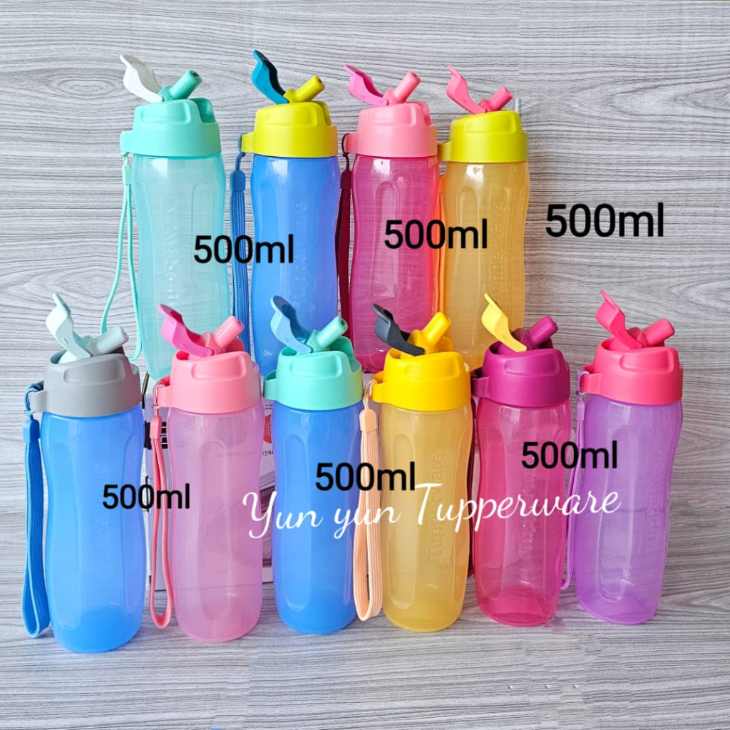 🔥LIMITED🔥Tupperware Slim Eco Bottle with Straw 500ml / 1L - Oren / Red ...