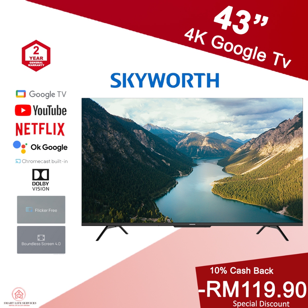 【FREE DELIVERY】SKYWORTH 4K LED 43"/ 50"/ 55"/ 65"/ 75" SUE7600 Series Google TV | Shopee Malaysia