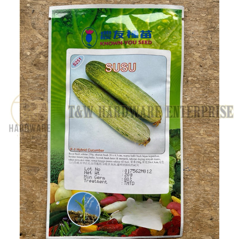 Paket 20g SUSU S251 Known You Seed Taiwan Biji Benih Timun Batang Susu ...