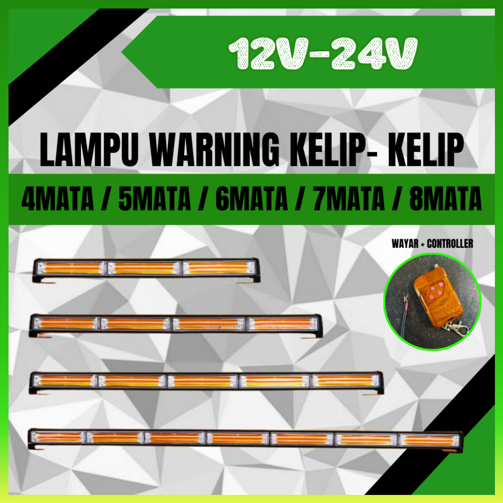 WESHOW Lampu Kelip Kuning 12v 24v Warning Storbe Light Yellow Cob ...