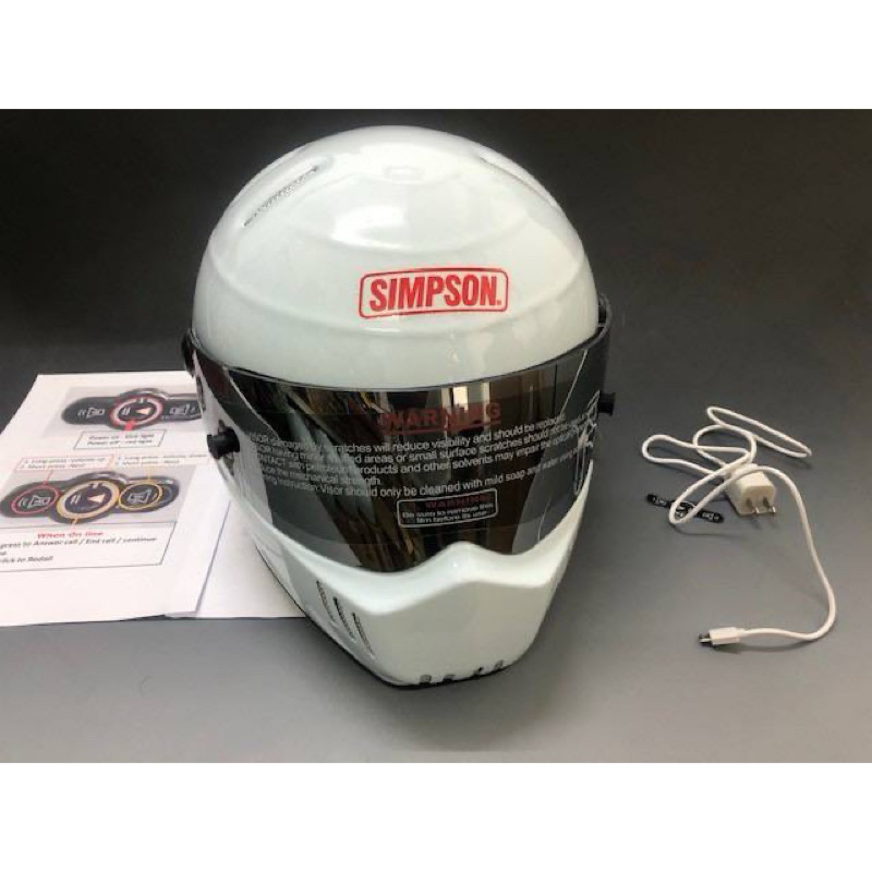 [ READY STOCK ] Simpson SPEEDWAY racing helmet WHITE CHROME VISOR with ...