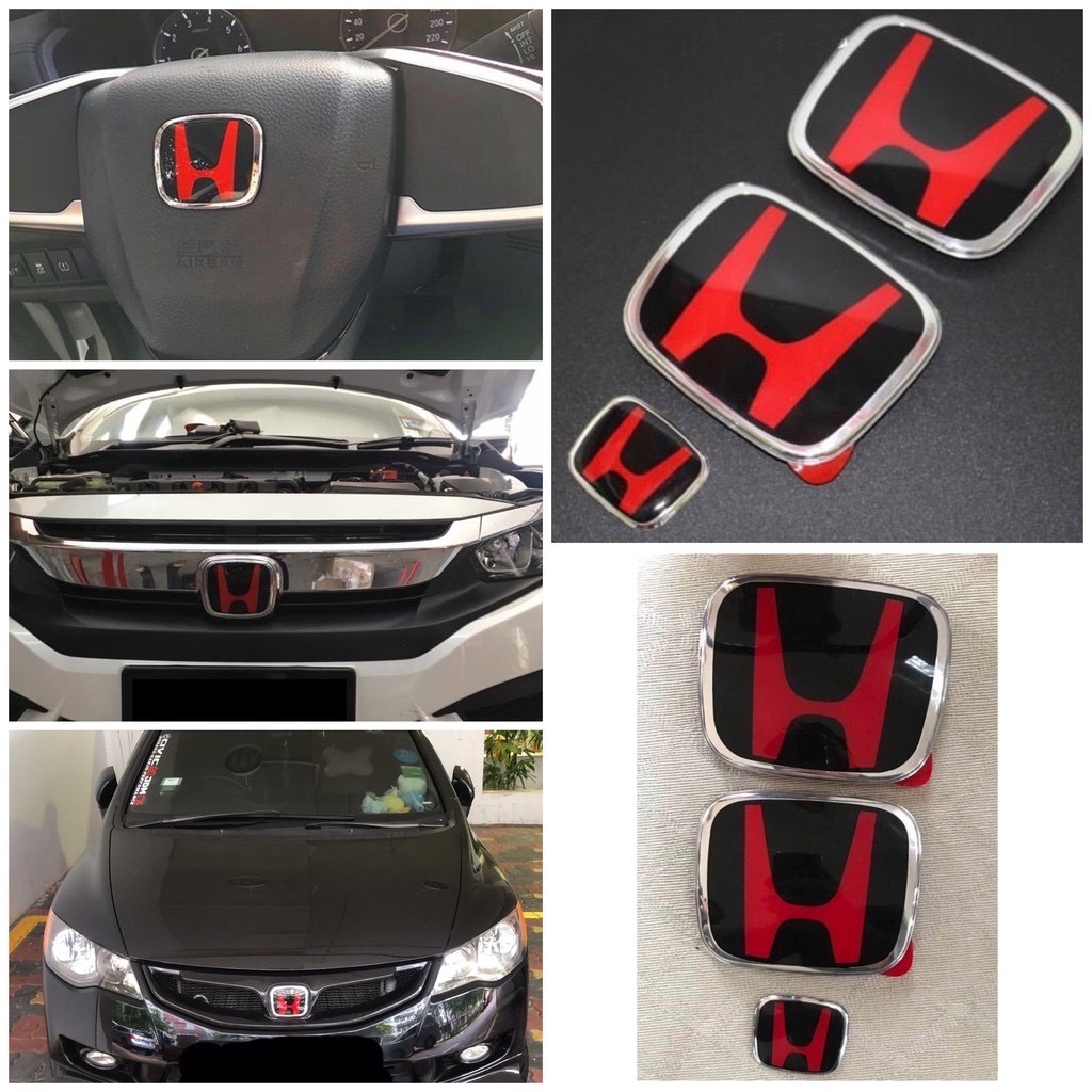 HONDA CIVIC FD RED BLACK LOGO CIVIC FC RED BLACK LOGO CIVIC FB RED ...