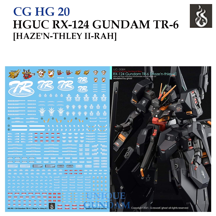 [COPY GHOST] HG20 HG 1/144 HGUC RX-124 GUNDAM TR-6 HAZE'N- THLEY II RAH GUNDAM WATER SLIDE DECAL ...