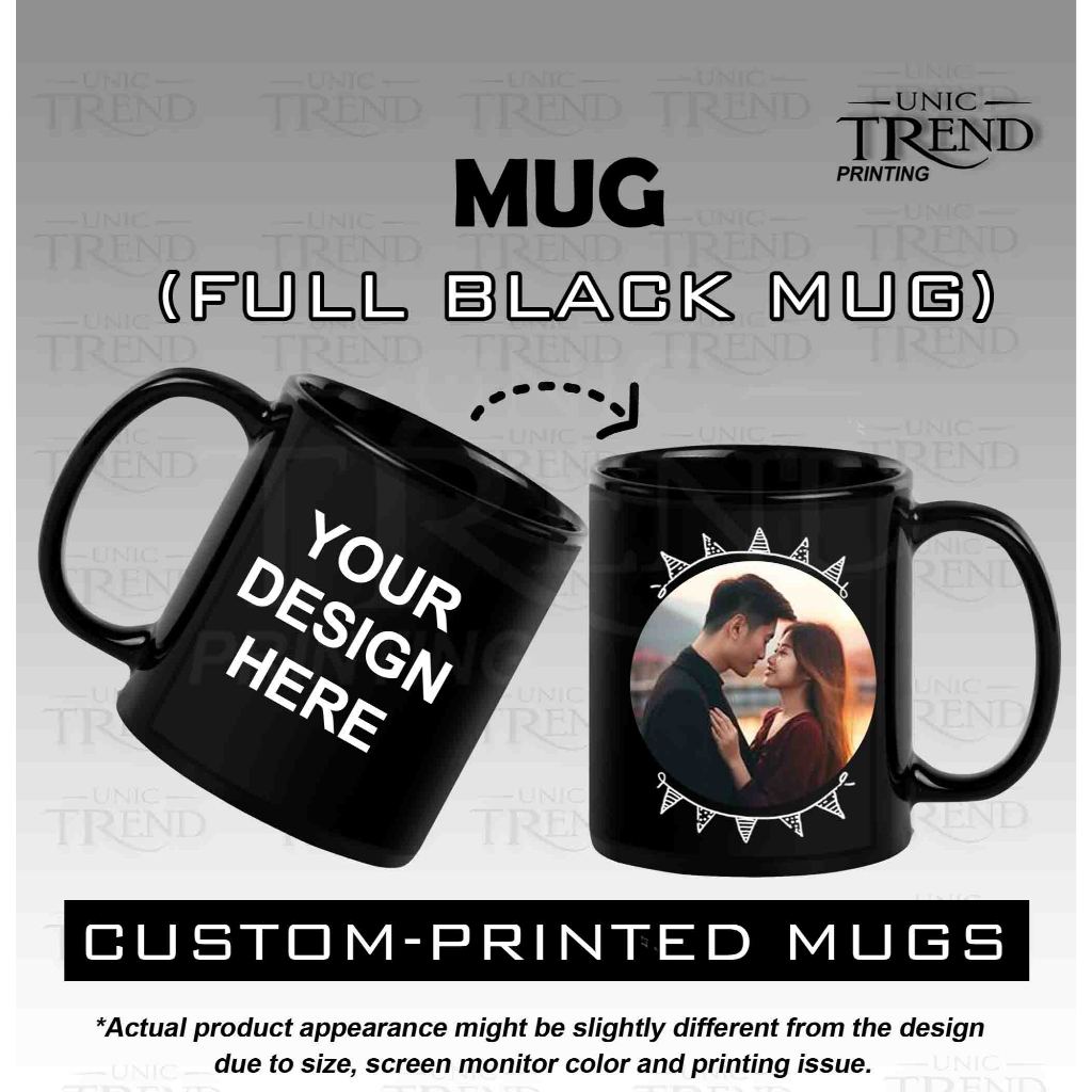 Full Black Mug With Printing Cawan Full Hitam Cetak Gambar Sendiri ...