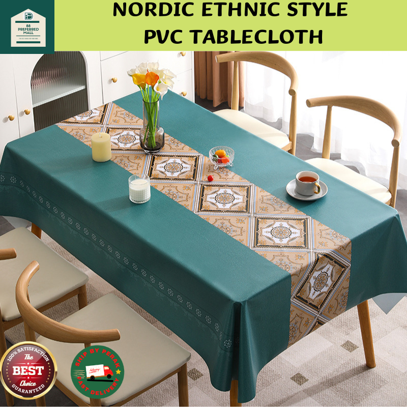Nordic Ethnic Style PVC Tablecloth Waterproof Oil-proof Anti-scald ...