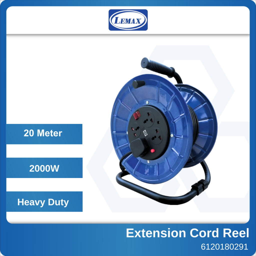 Lemax Heavy Duty 4 Way Extension Cord Reel | 20 Meter | 100% Pure ...