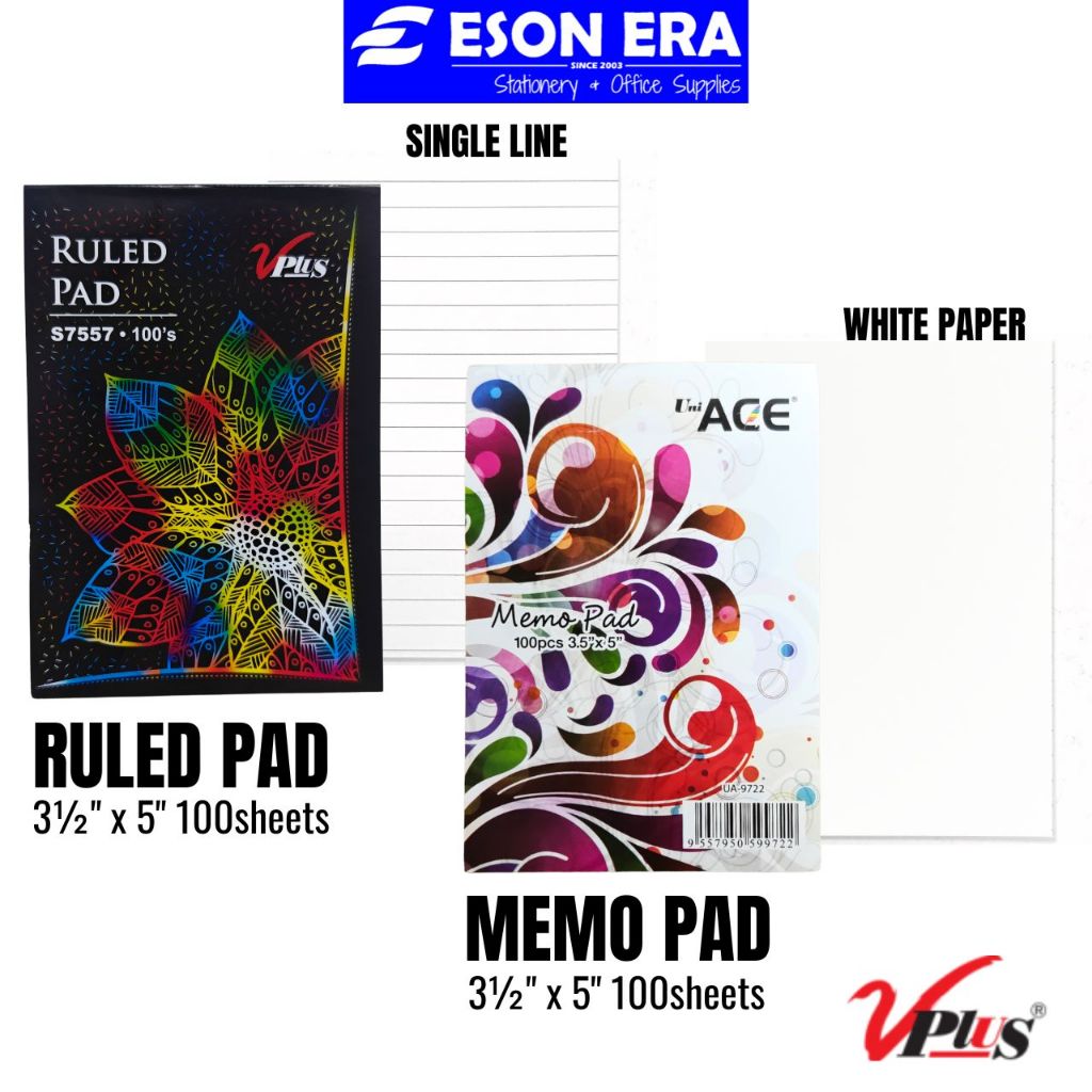 Uni ACE / Vplus / Step by Step Memo Pad Ruled Pad 100sheets S7557 / UA ...